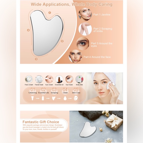 Skincare | Stainless Steel Gua Sha Facial Tool For Face Neck Body Skin ...